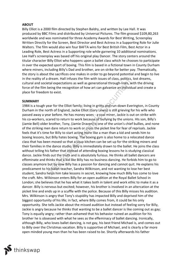 Billy Elliot Study Guide | English (Standard) - Year 12 HSC | Thinkswap
