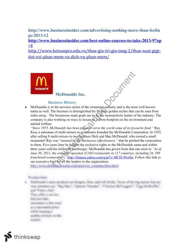 Information Systems in McDonald Analysis | 32535 - Database in ...