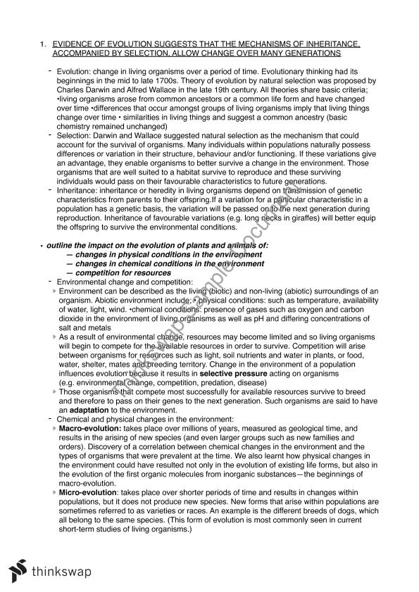 Blueprint of Life Complete Notes | Biology - Year 12 HSC | Thinkswap