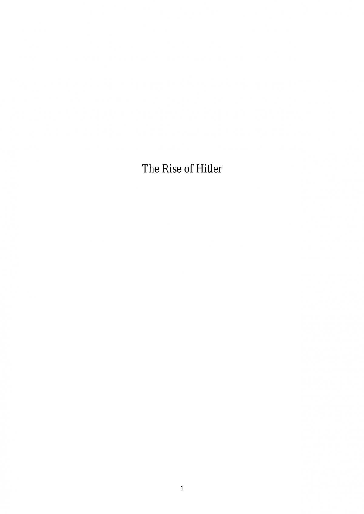 The Rise of Hitler | Modern History - Year 11 WACE | Thinkswap