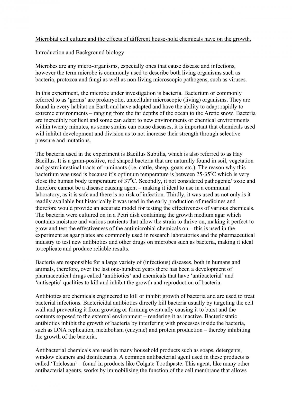 Biology Microbial Practical Report | Biology - Year 11 SACE | Thinkswap