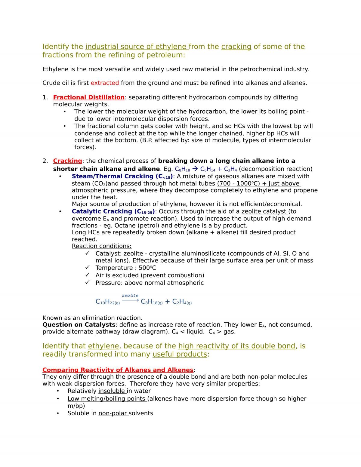 Chemistry Production of Materials Notes | Chemistry - Year 12 HSC ...