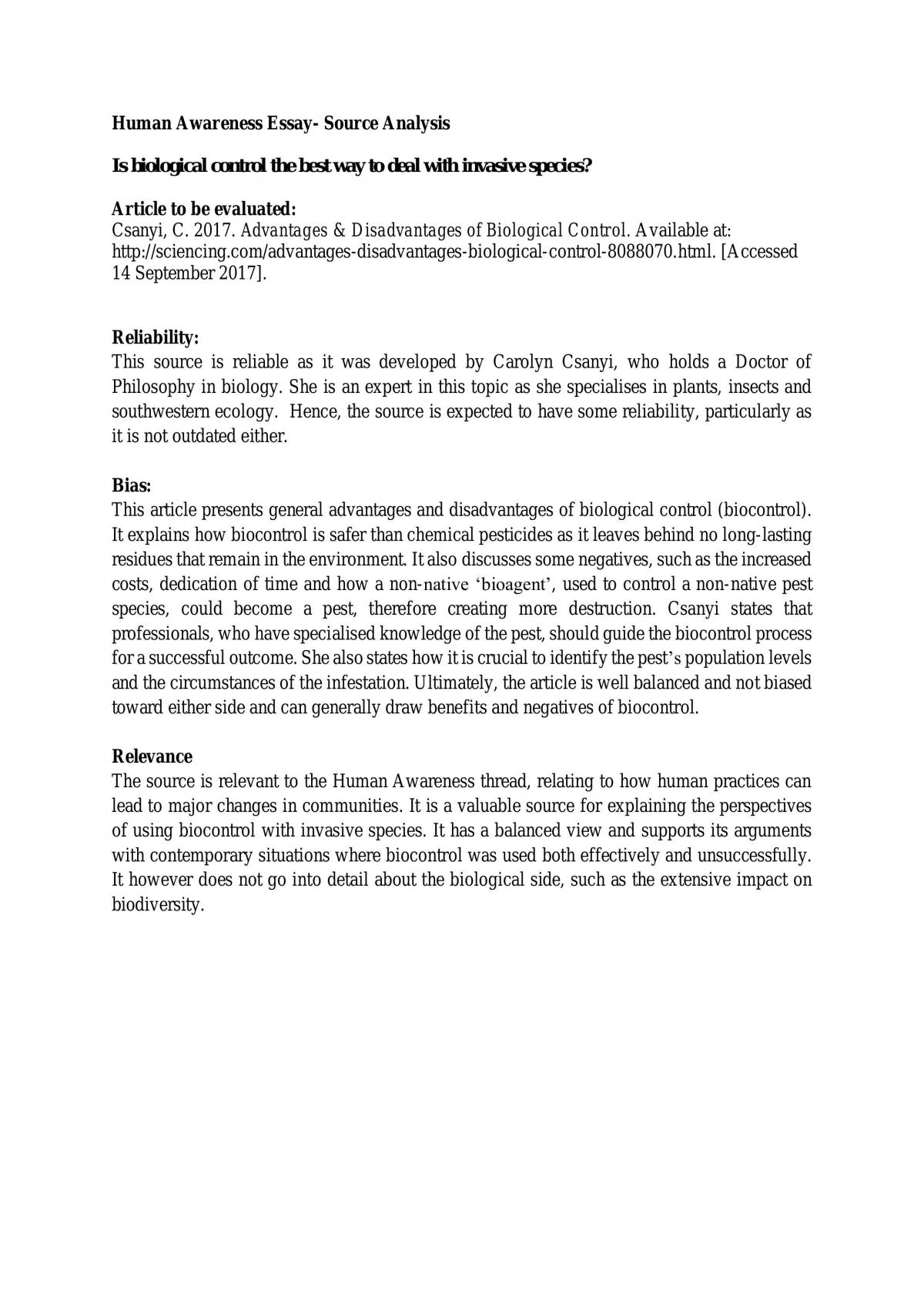Biology Issues Investigation - Invasive Species | Biology - Year 12 ...