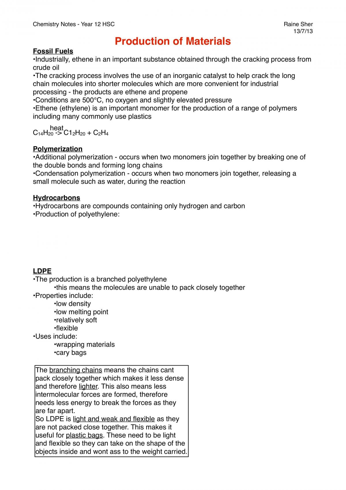 Chemistry Year 12 HSC Notes | Chemistry - Year 12 HSC | Thinkswap