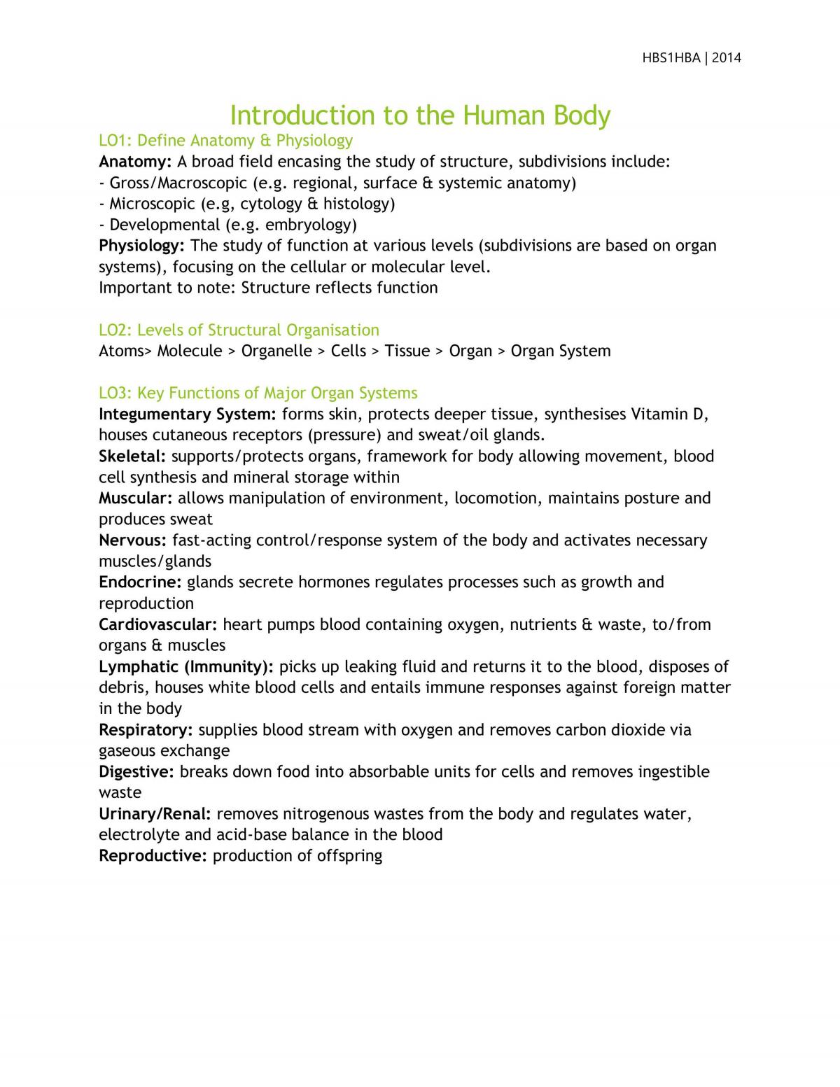 Human Bioscience A | HBS1HBA - Human Bioscience - LaTrobe | Thinkswap