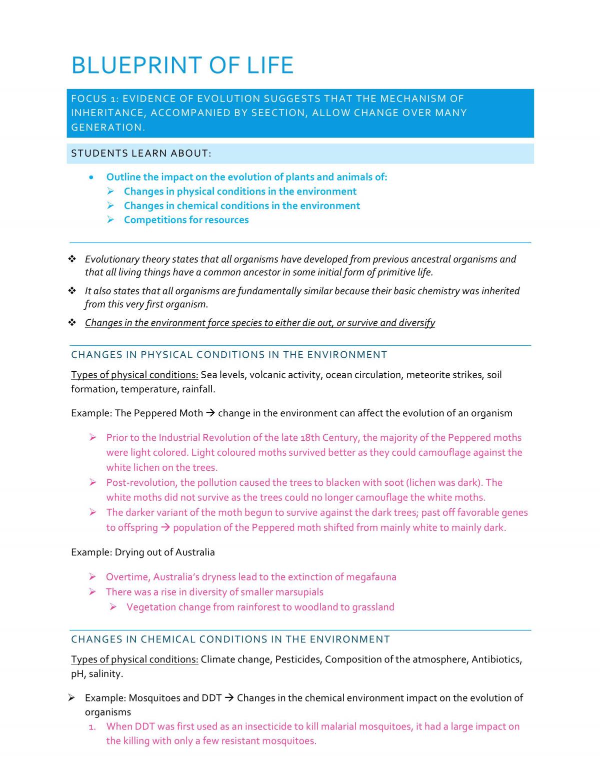 Topic - Blueprint of Life Notes | Biology - Year 12 HSC | Thinkswap