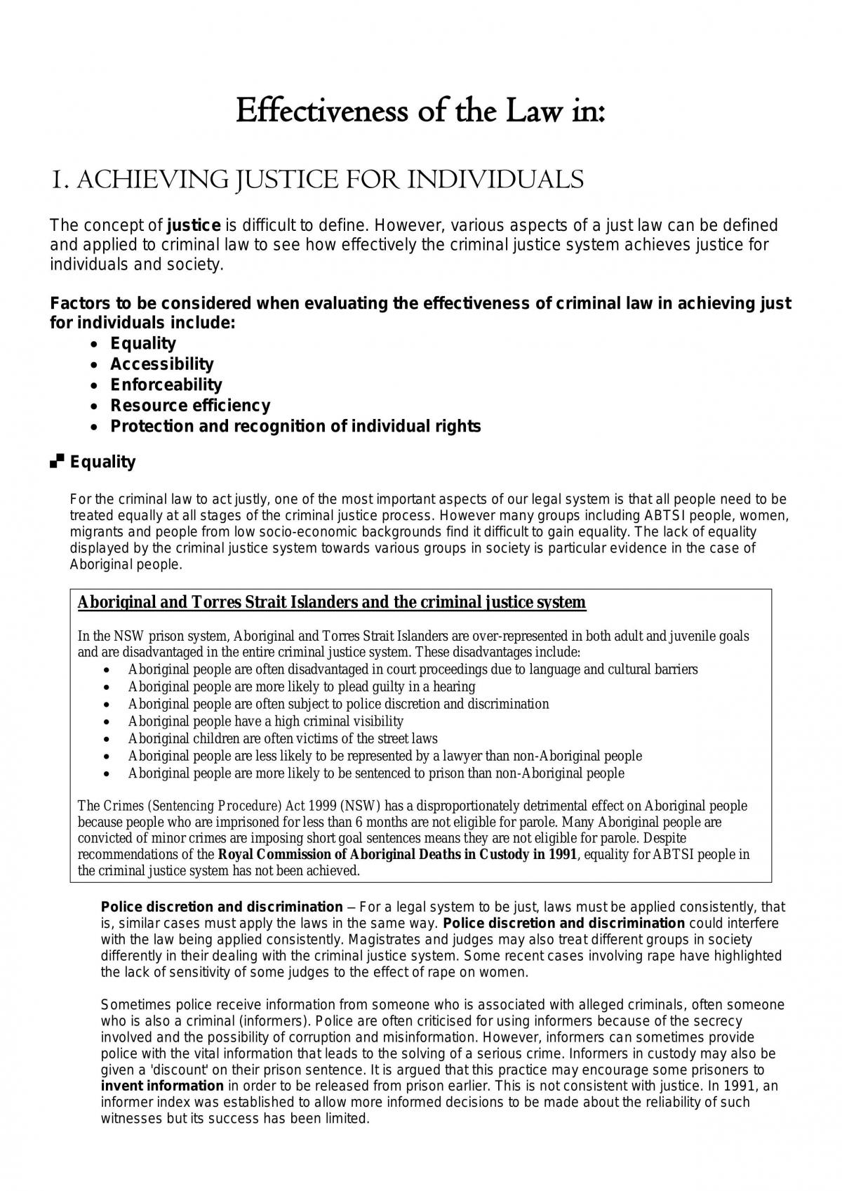 Effectiveness of Criminal Law | Legal Studies - Year 12 HSC | Thinkswap