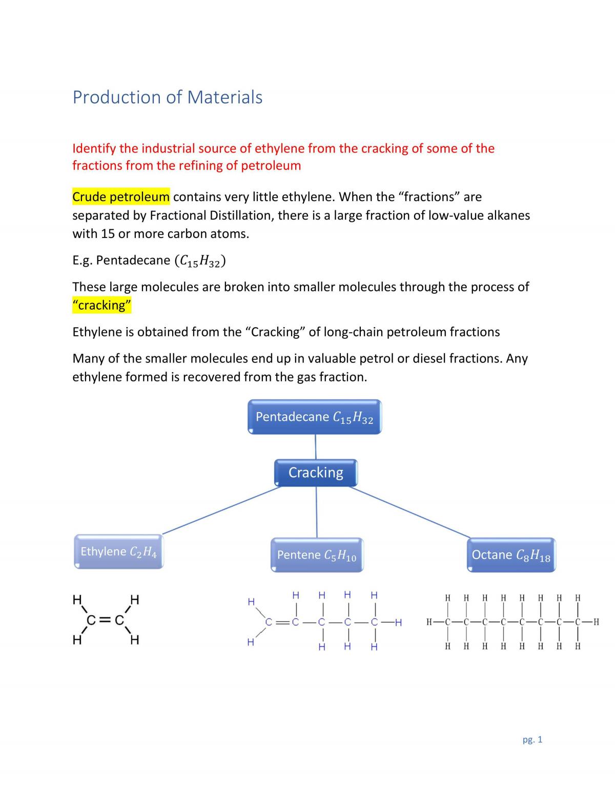 Chemistry: Production of Materials Notes | Chemistry - Year 12 HSC ...