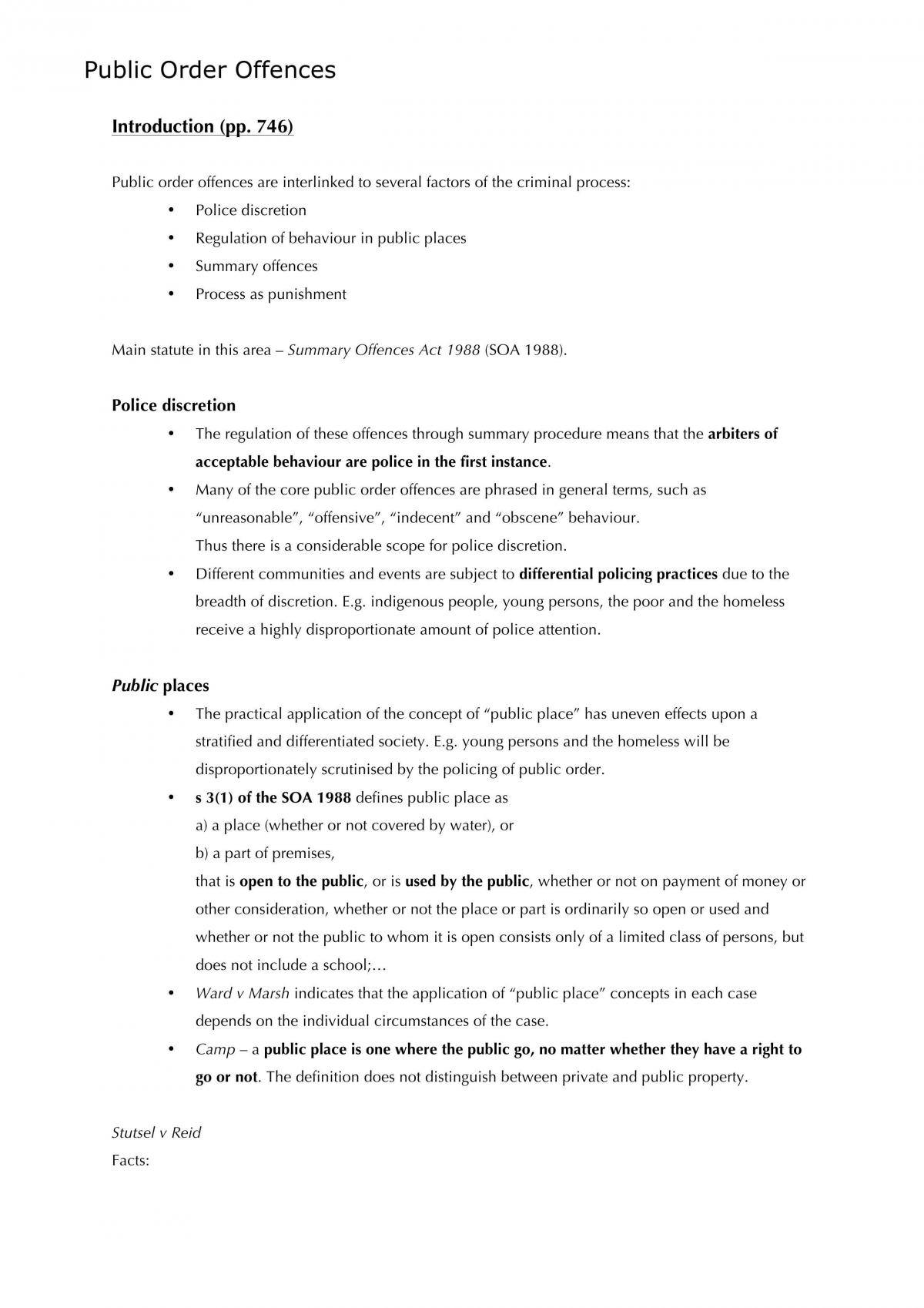 Public Order Offences | LAWS1021 - Crime & the Criminal Process - UNSW ...