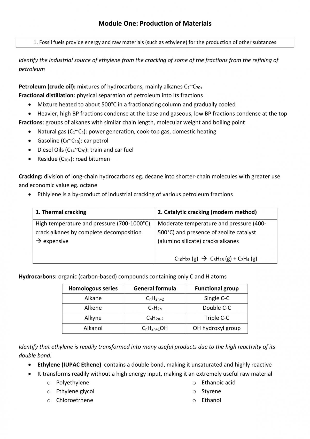 POM Notes | Chemistry - Year 12 HSC | Thinkswap
