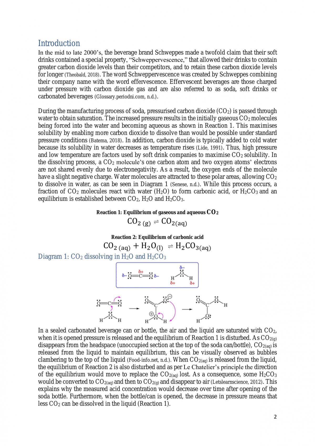 EEI on Effervescence in Carbonated Beverages | Chemistry - Year 11 QCE ...