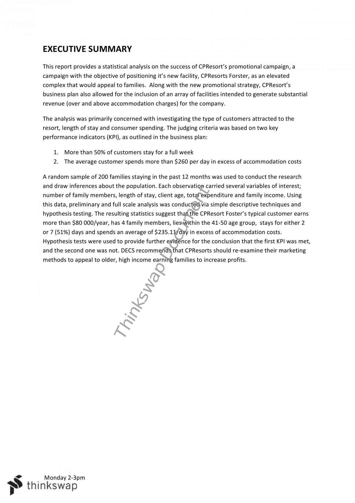 CPR Report | ECON1203 - Business and Economic Statistics - UNSW | Thinkswap