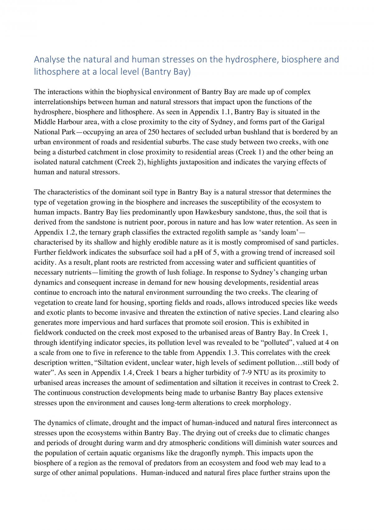 Full Marks Preliminary Geography Essay on Biophysical Interactions ...