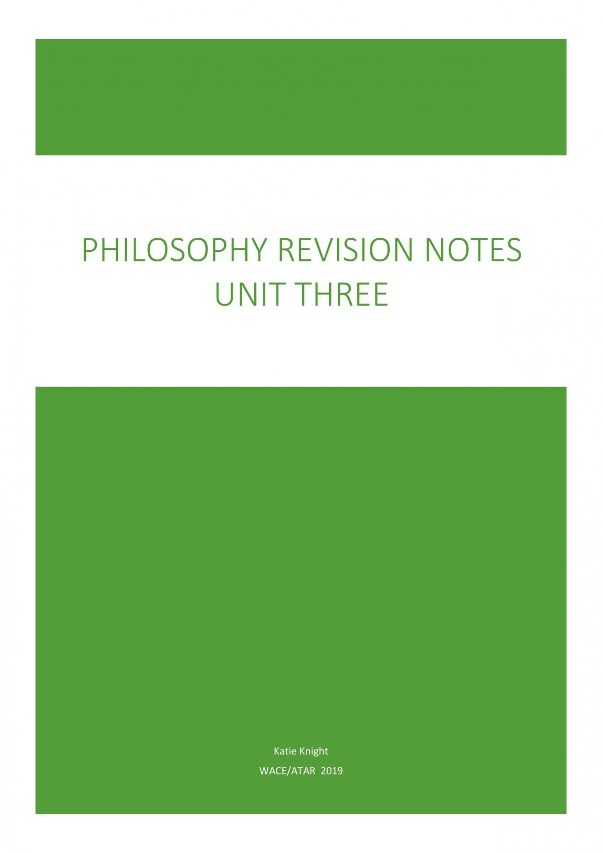 Philosophy Revision Notes Unit Three | Philosophy and Ethics - Year 12 ...