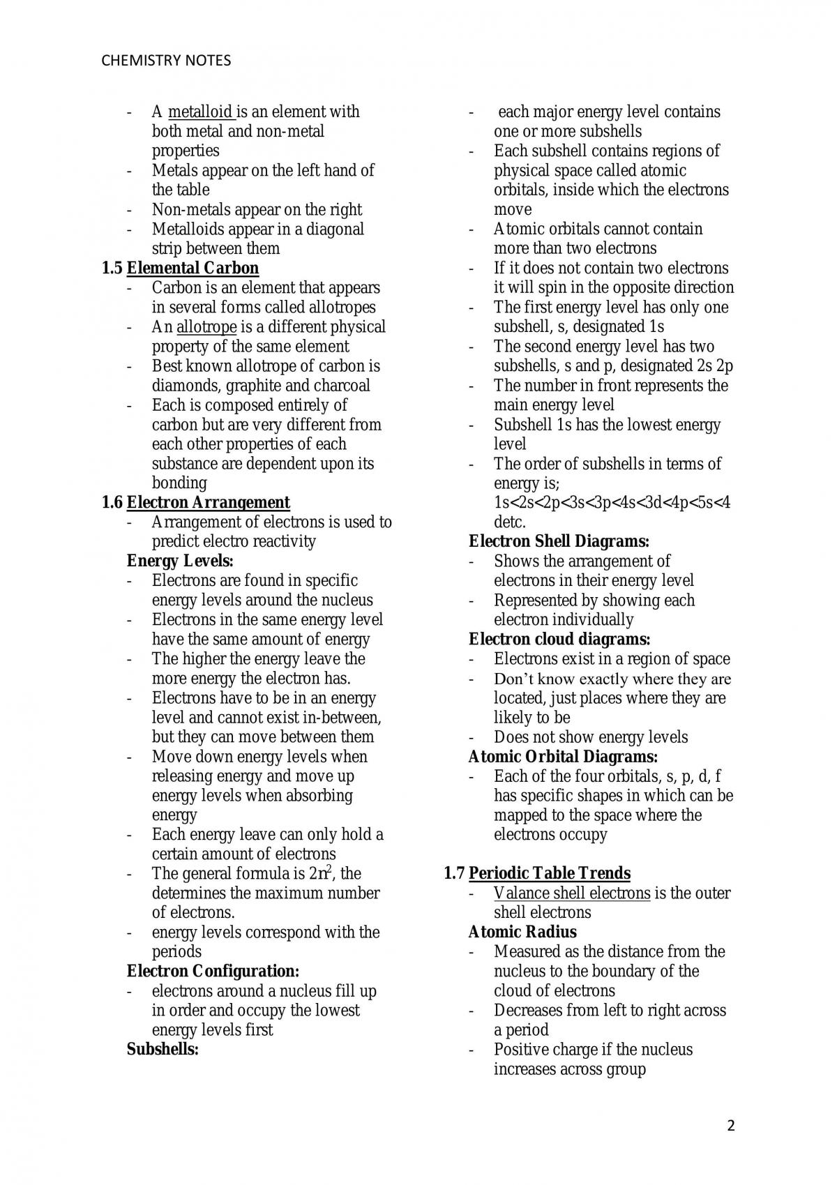 Chemistry ATAR Unit 1 Notes | Chemistry - Year 11 WACE | Thinkswap