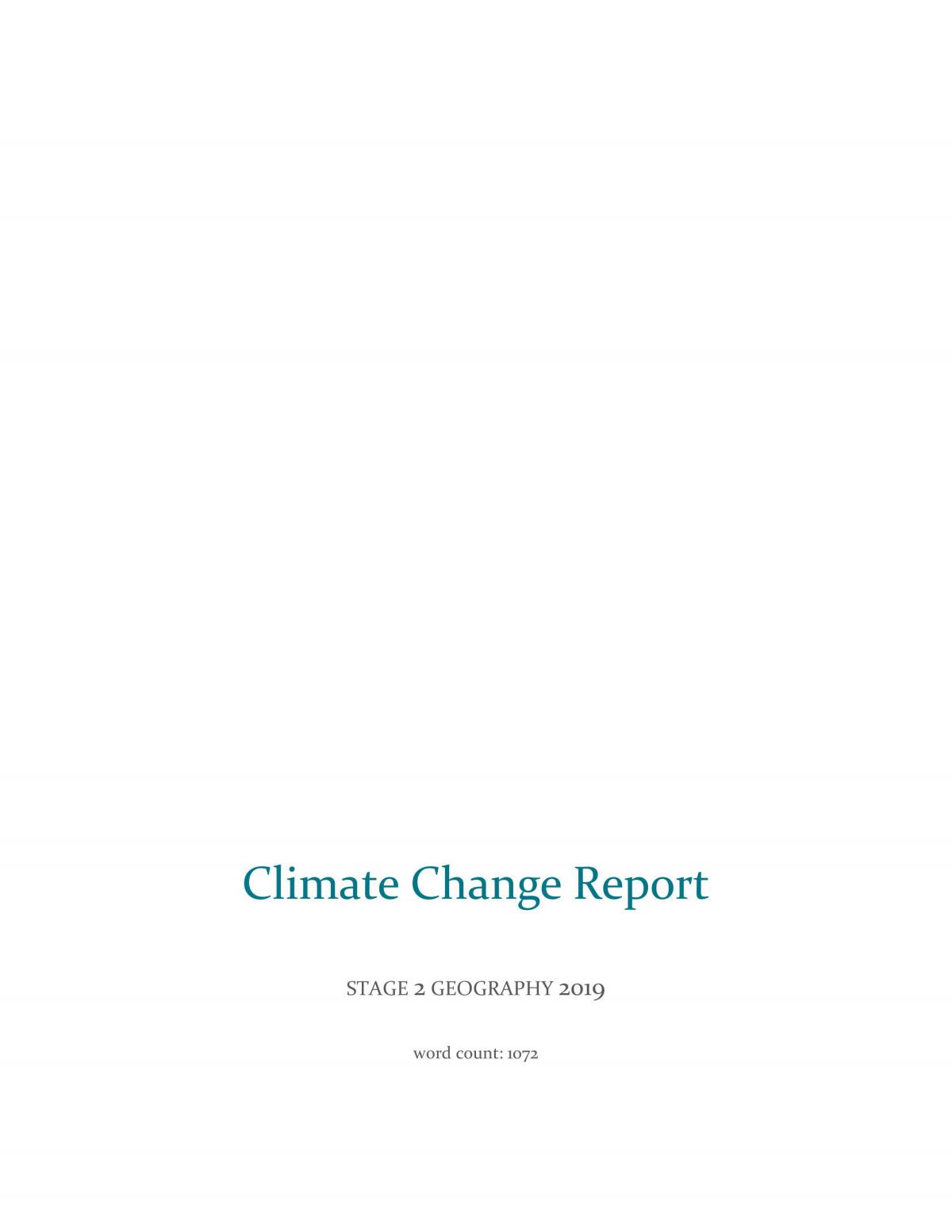 Climate Change Report | Geography - Year 12 SACE | Thinkswap