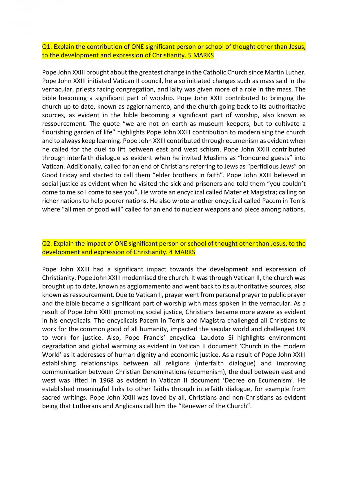 Year 12 Unit 1 Short Answer Responses | Studies of Religion I - Year 12 ...