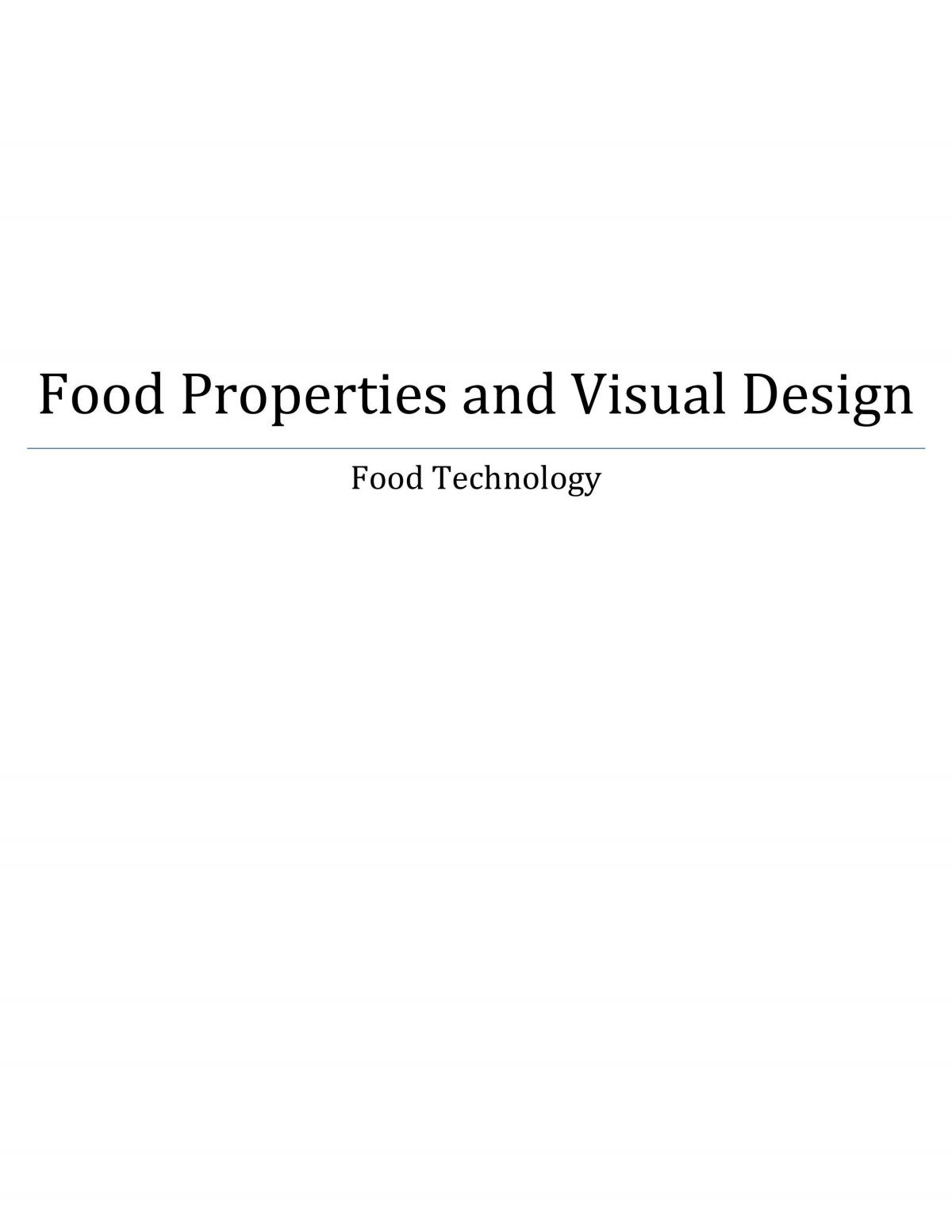 Food Properties and Visual Design | Food Technology - Year 11 HSC ...