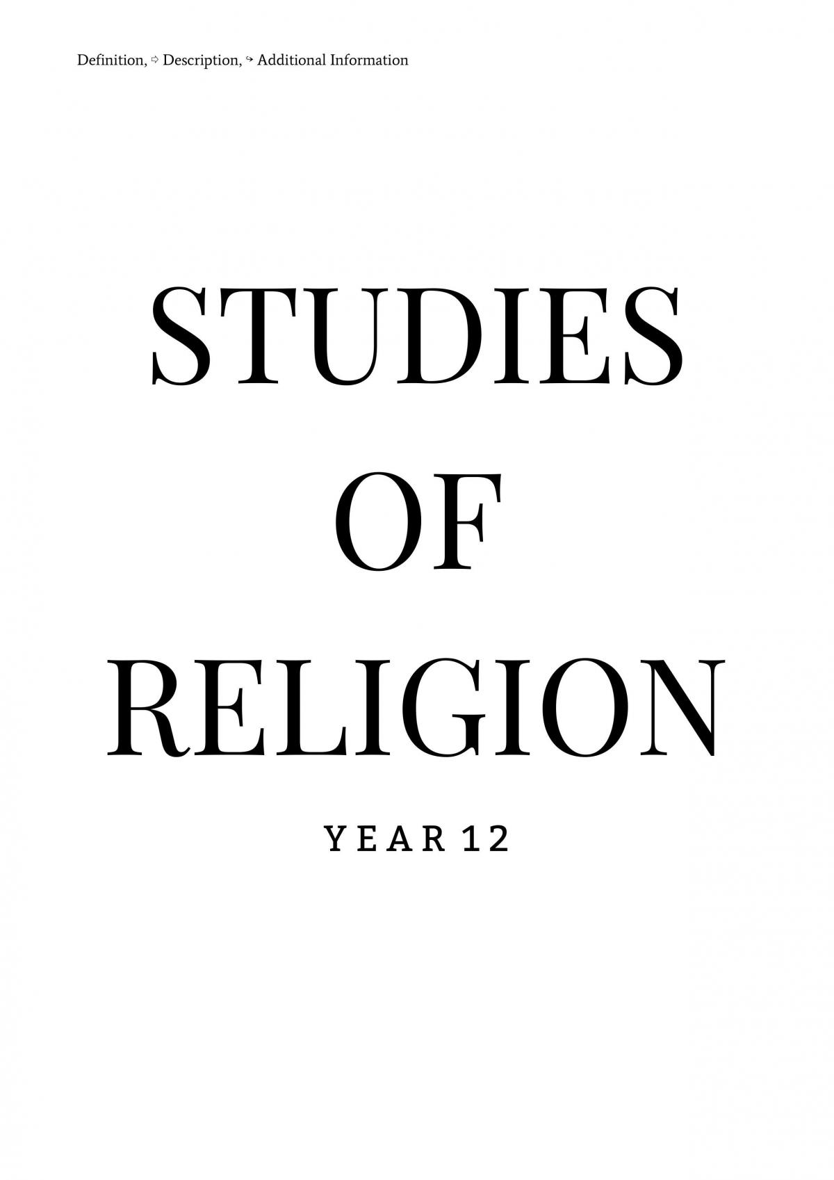 Studies of Religion Final HSC Notes | Studies of Religion I - Year 12 ...