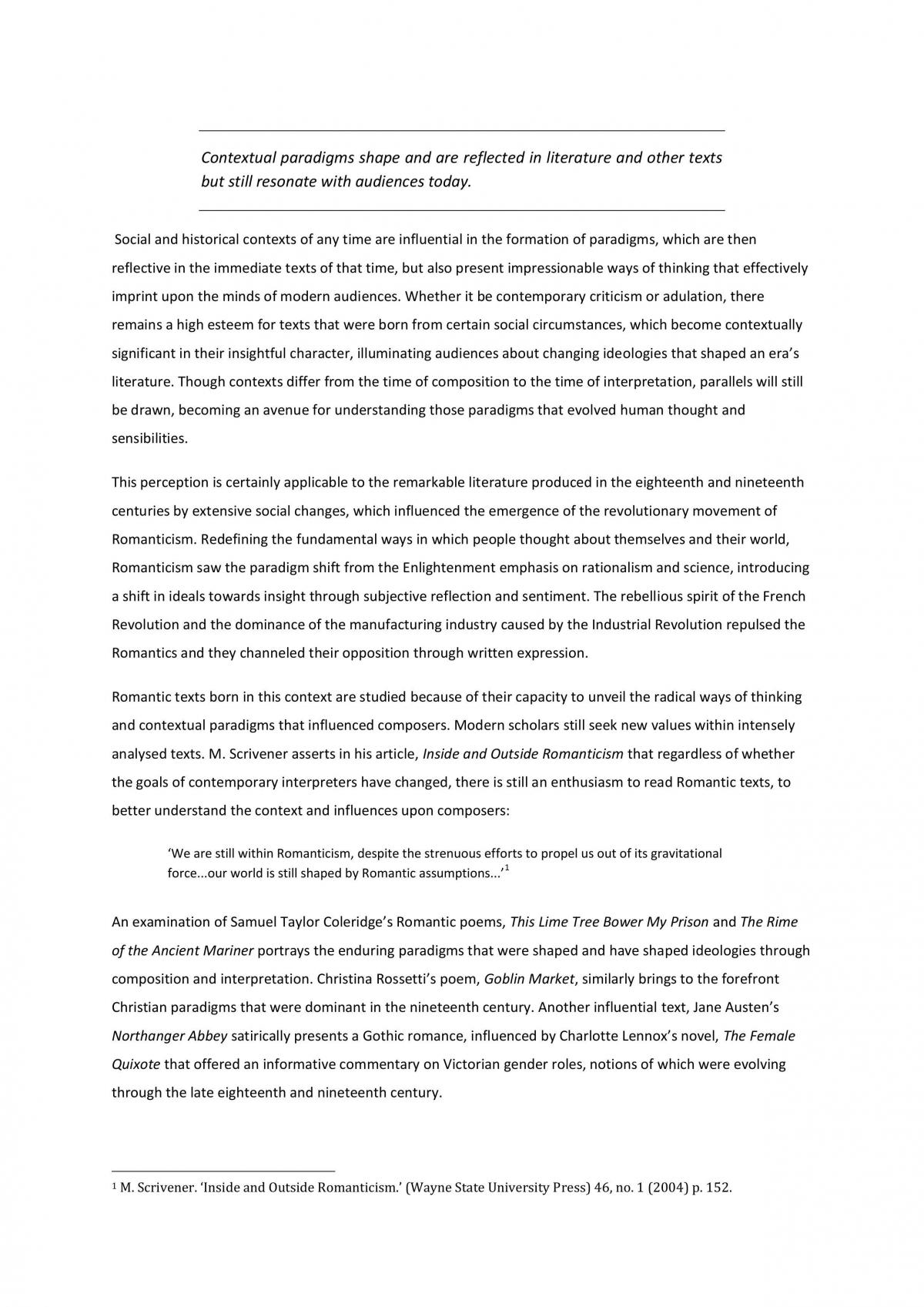 Romanticism Critical Essay - Coleridge, Rossetti and Austen | English ...