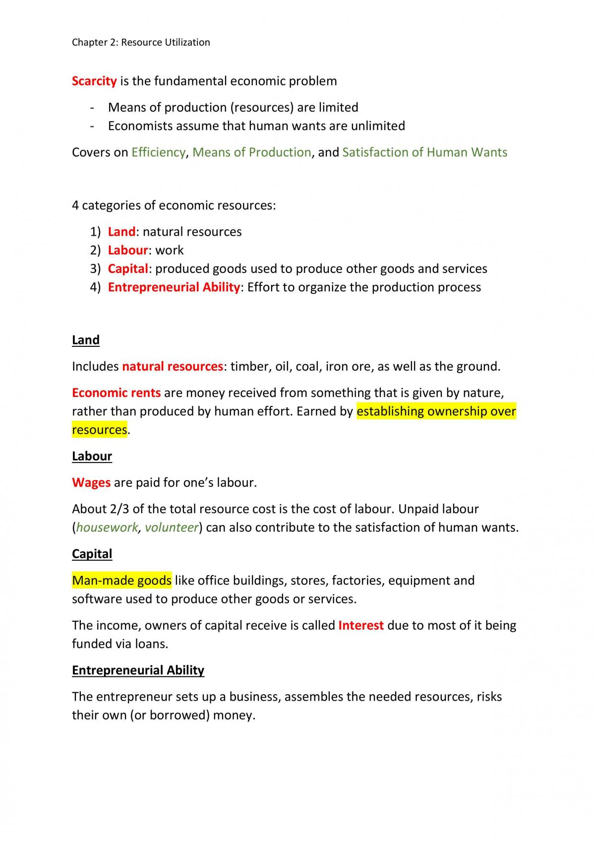 Study Notes for Introductory Economics | ECON001 - Introductory ...