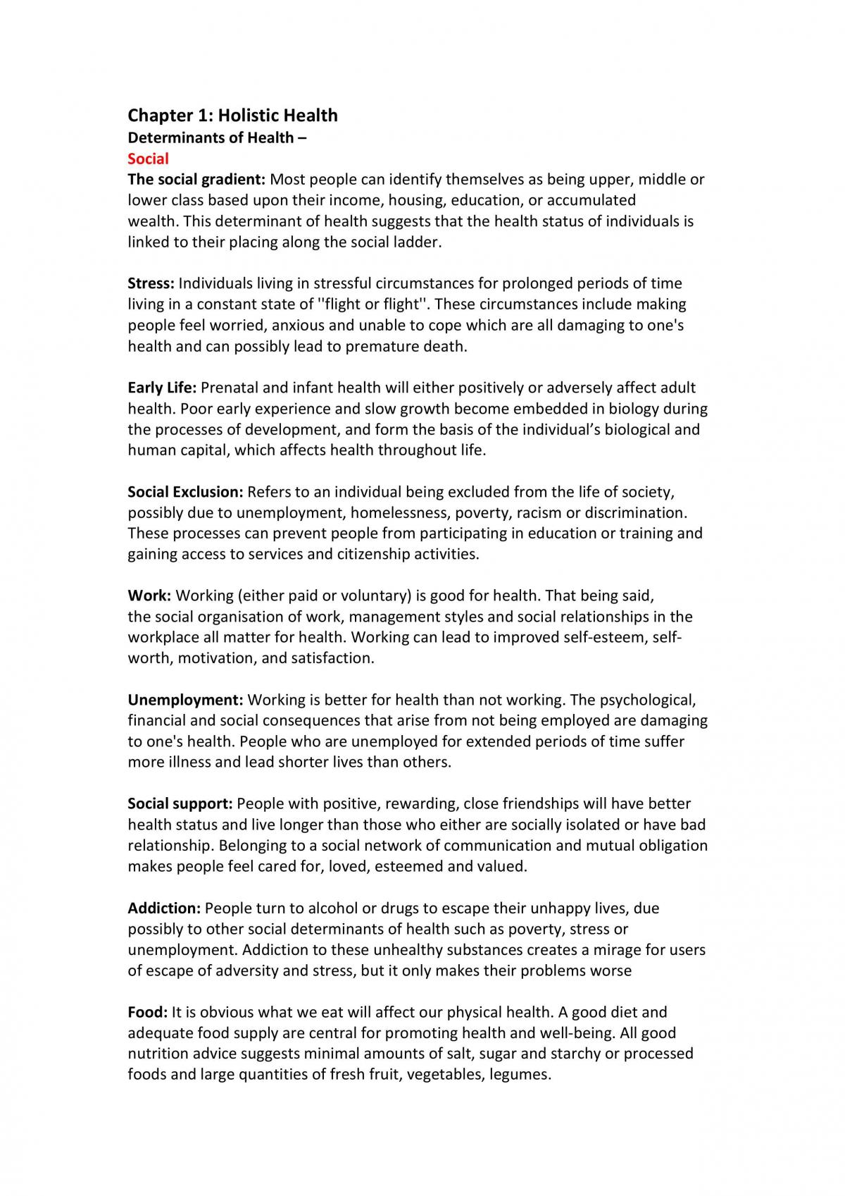 Health Unit 1 Notes- Year 11 | Health Studies - Year 11 WACE | Thinkswap