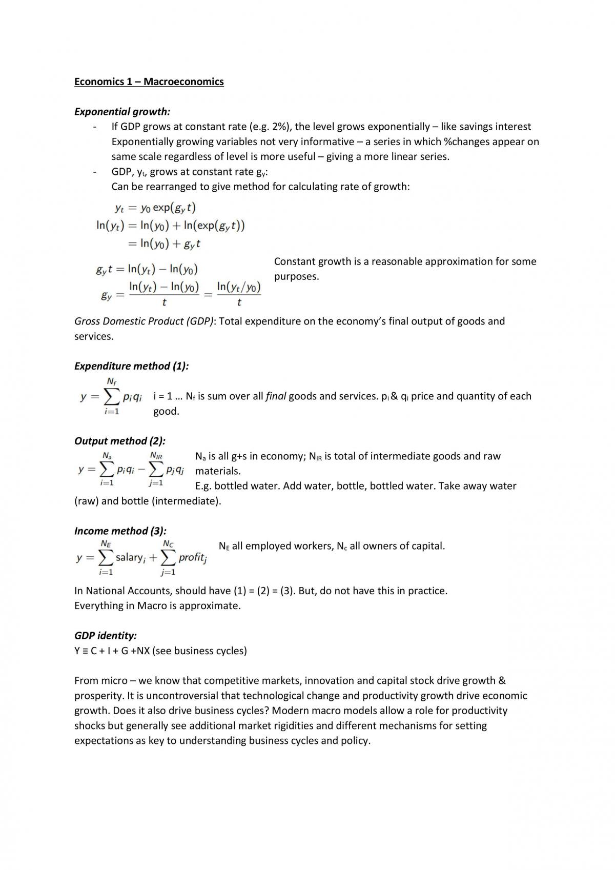 Economics 1 Macroeconomics Notes | EC107 - Economics 1 - Warwick ...