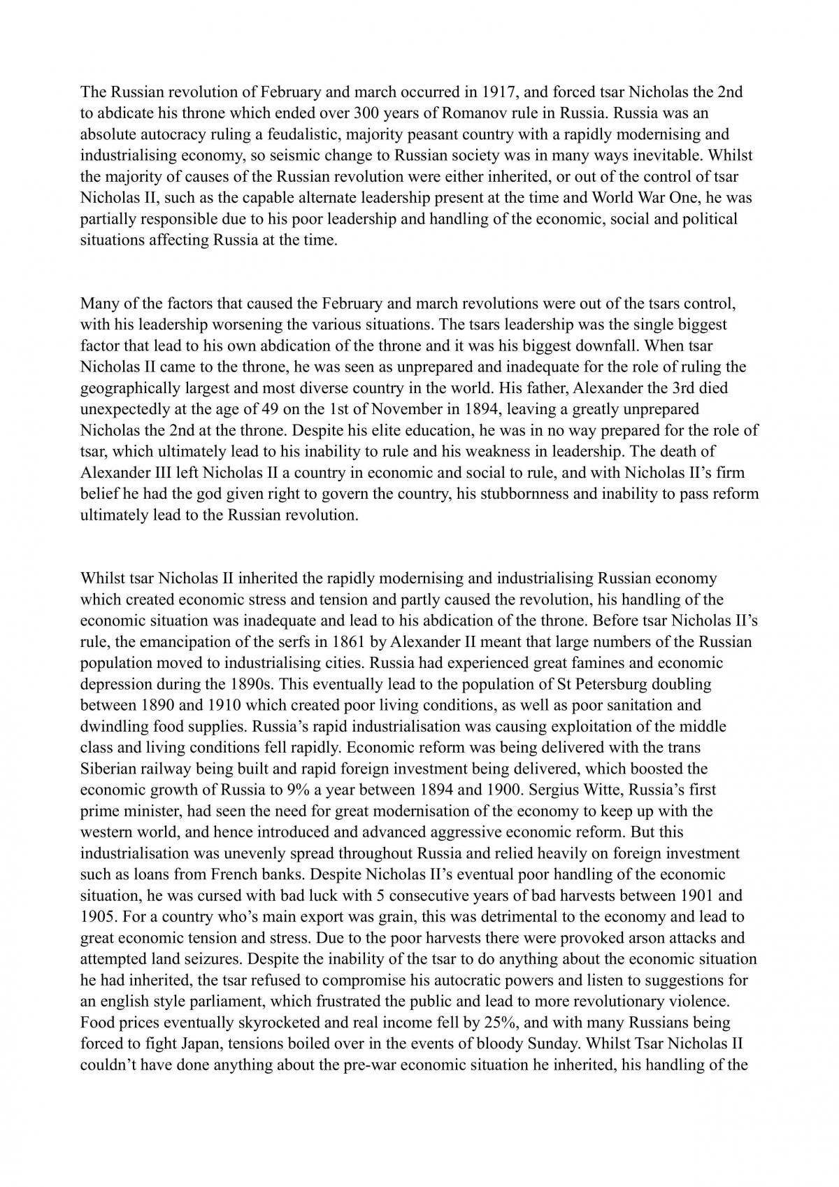 Modern-History-Russian-Revolution-Essay | Modern History - Year 12 WACE ...
