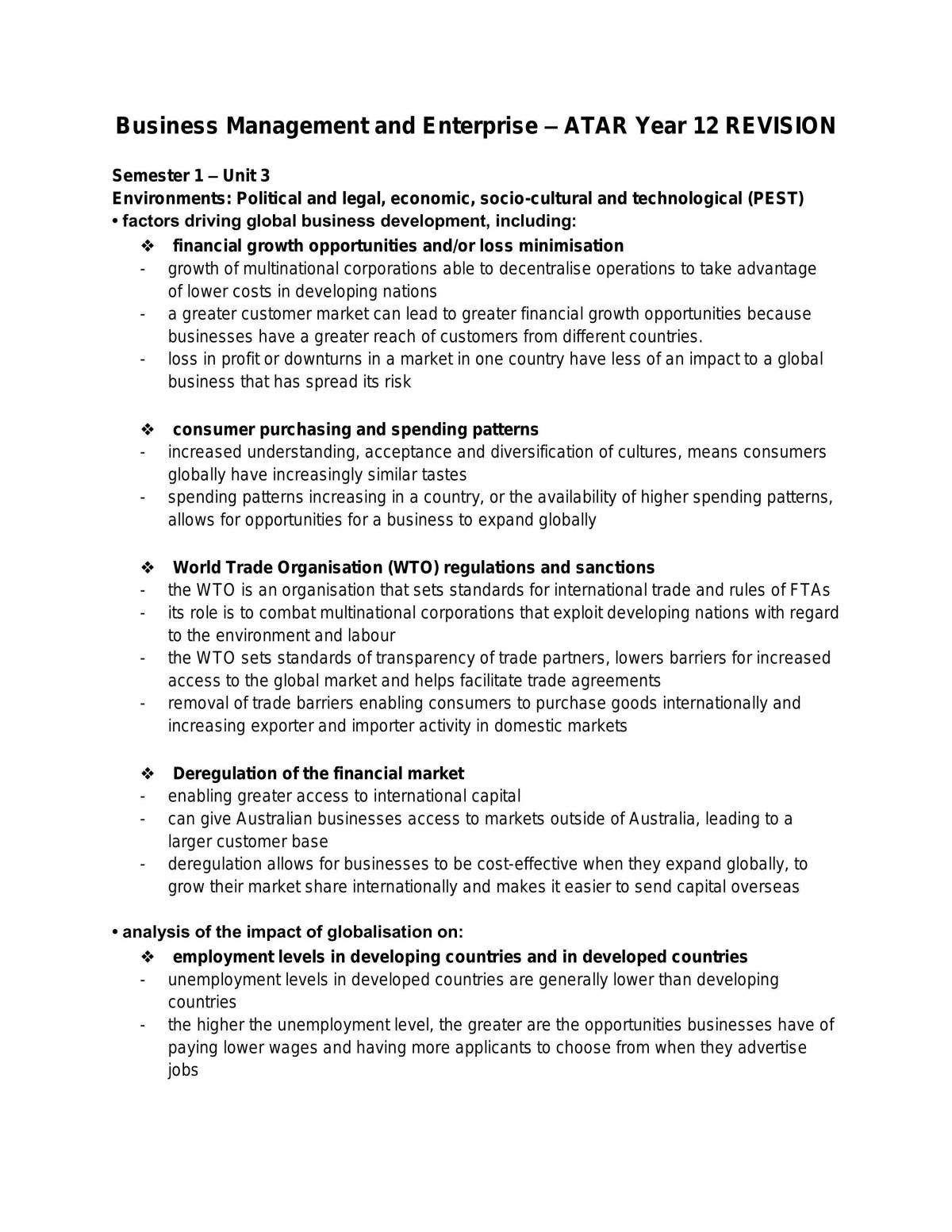 BME ATAR Unit 3 & 4 Revision | Business Management and Enterprise ...