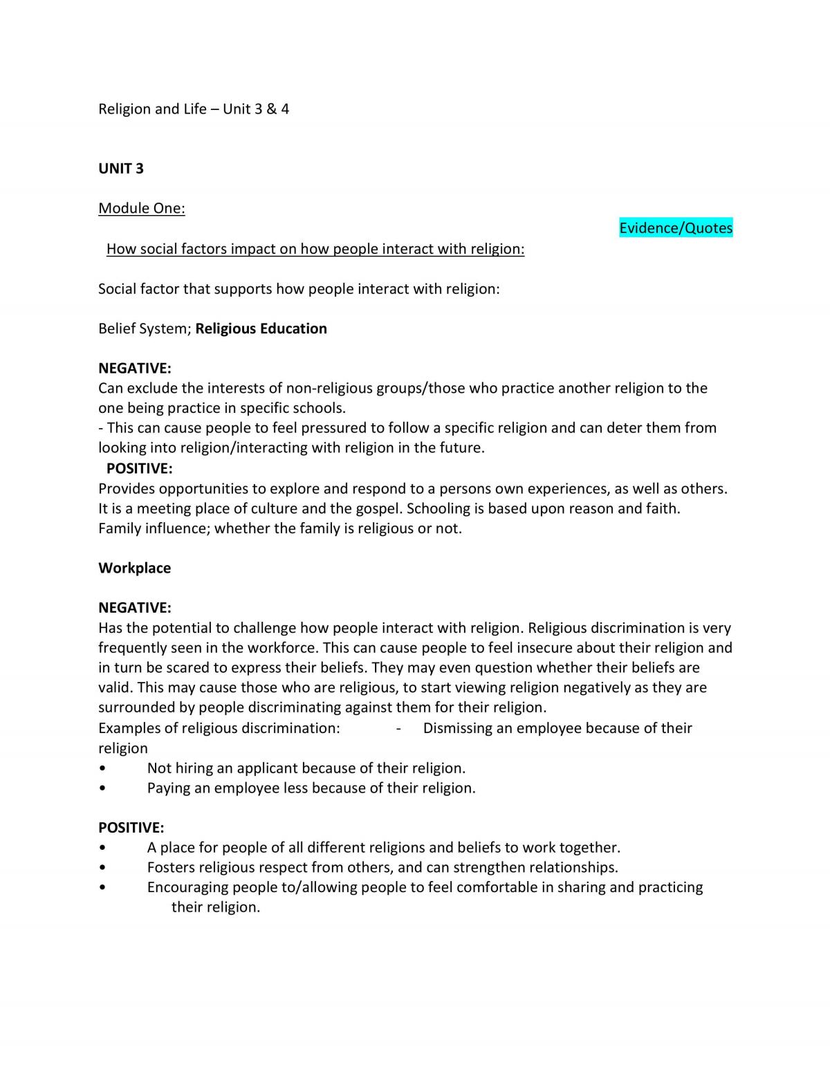 Religion and Life Units 3 & 4 Notes | Religion and Life - Year 12 WACE ...