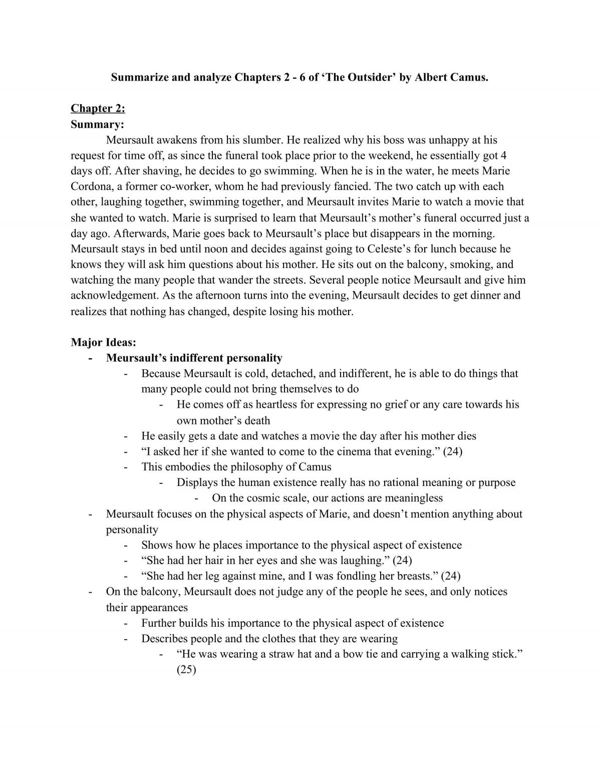 ENG3U The Outsider Notes | English (University) - Grade 11 OSSD | Thinkswap