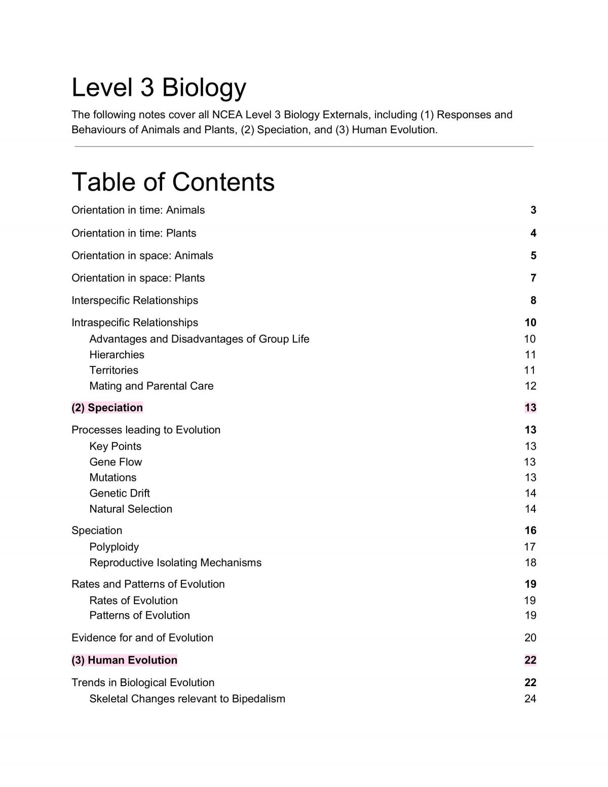 Complete Level 3 Biology External Notes | Biology - Level 3 NCEA ...