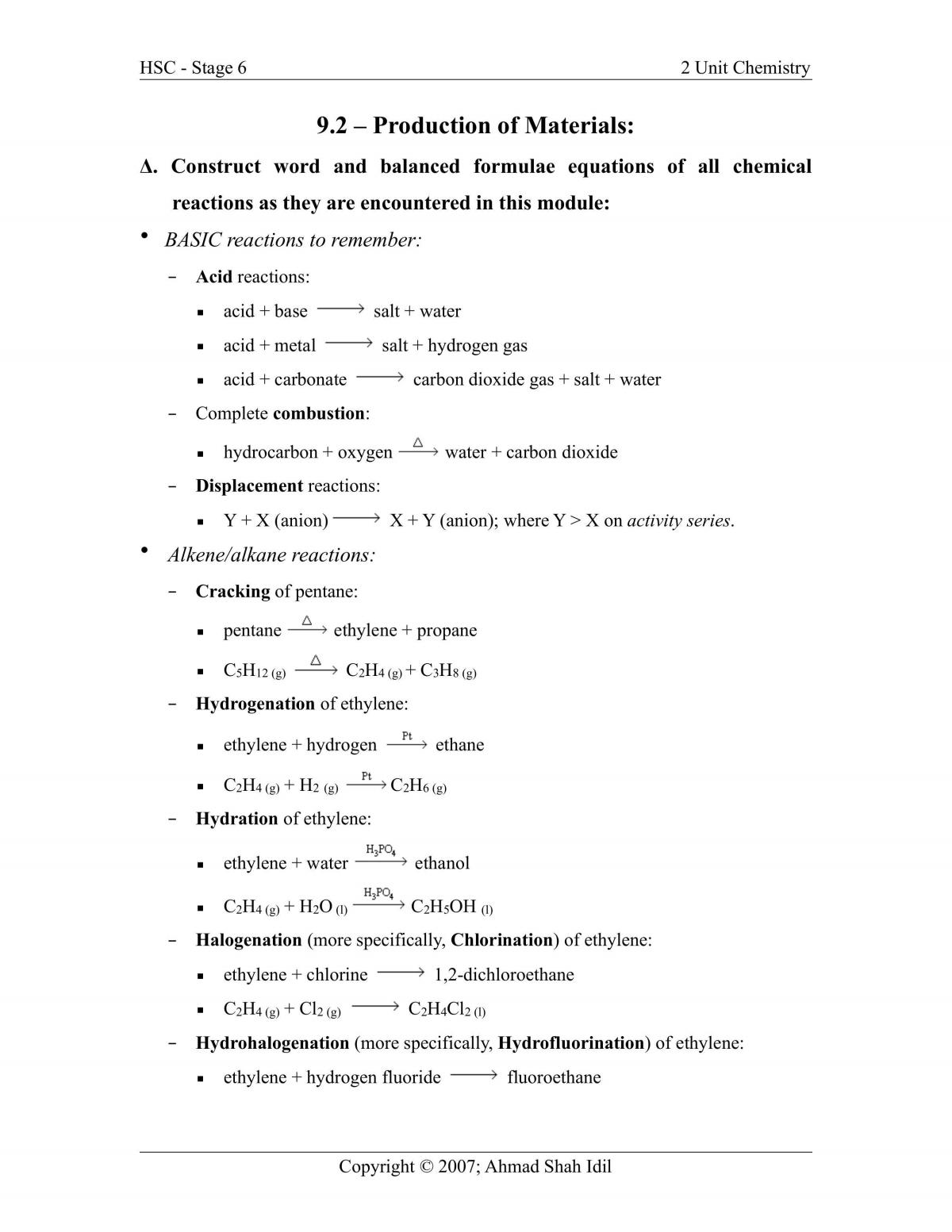 Chemistry - Production of Materials | Chemistry - Year 12 HSC | Thinkswap