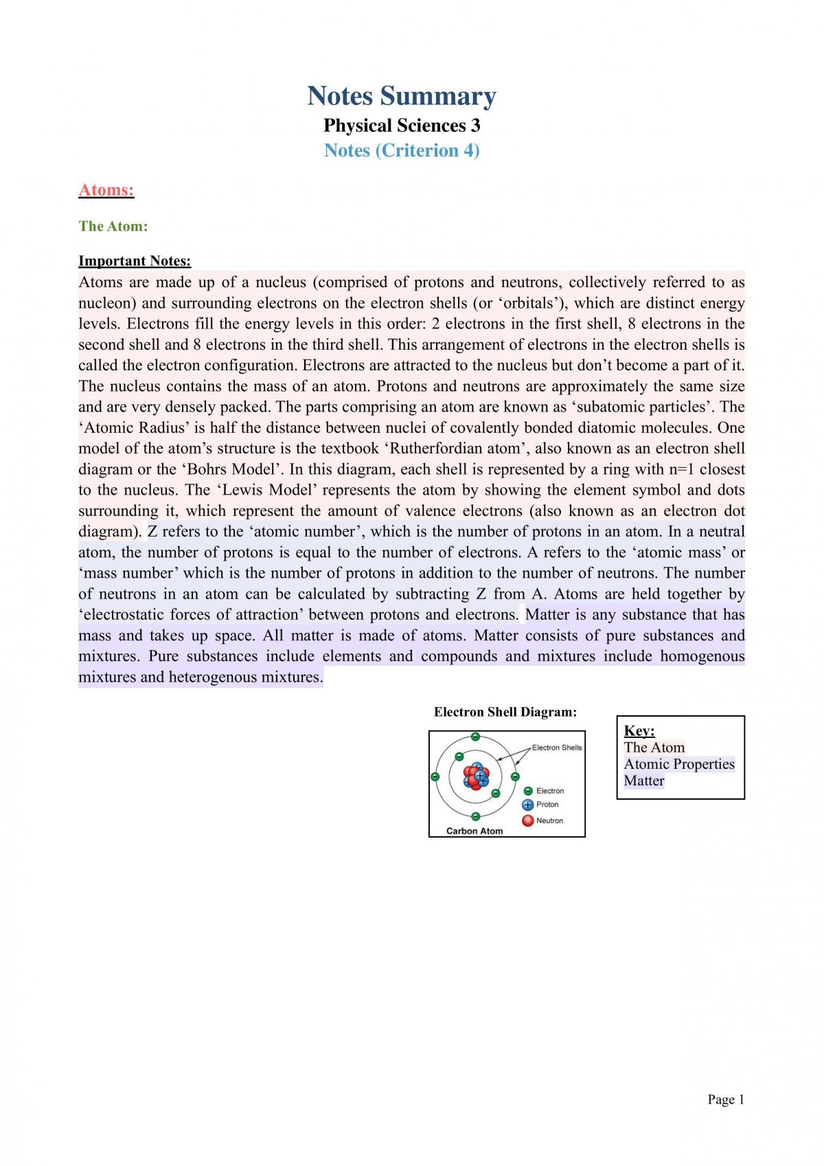 Physical Sciences Complete Study Notes Summary | Physical Sciences ...