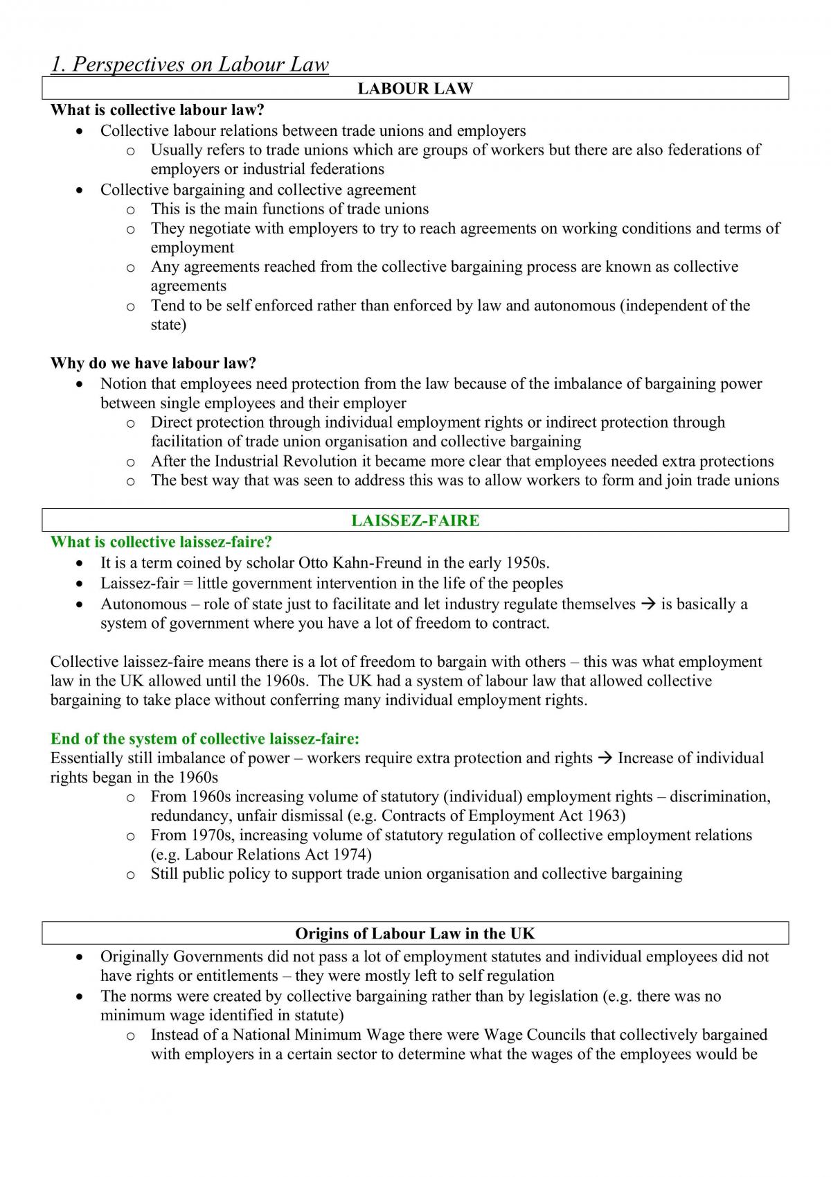 Labour Law Notes | LAW2009 - Labour Law - Glasgow | Thinkswap