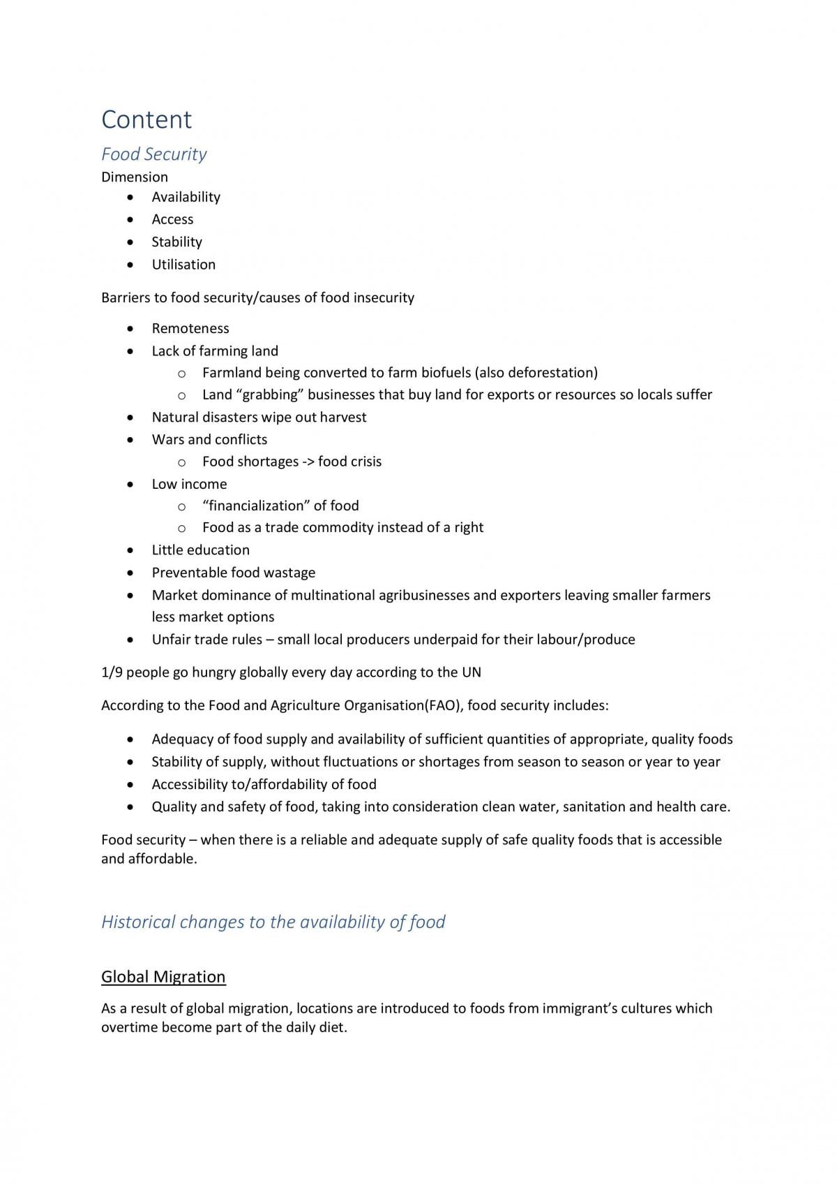 Study Notes for Chapter 1: Influences on food availability | Food ...