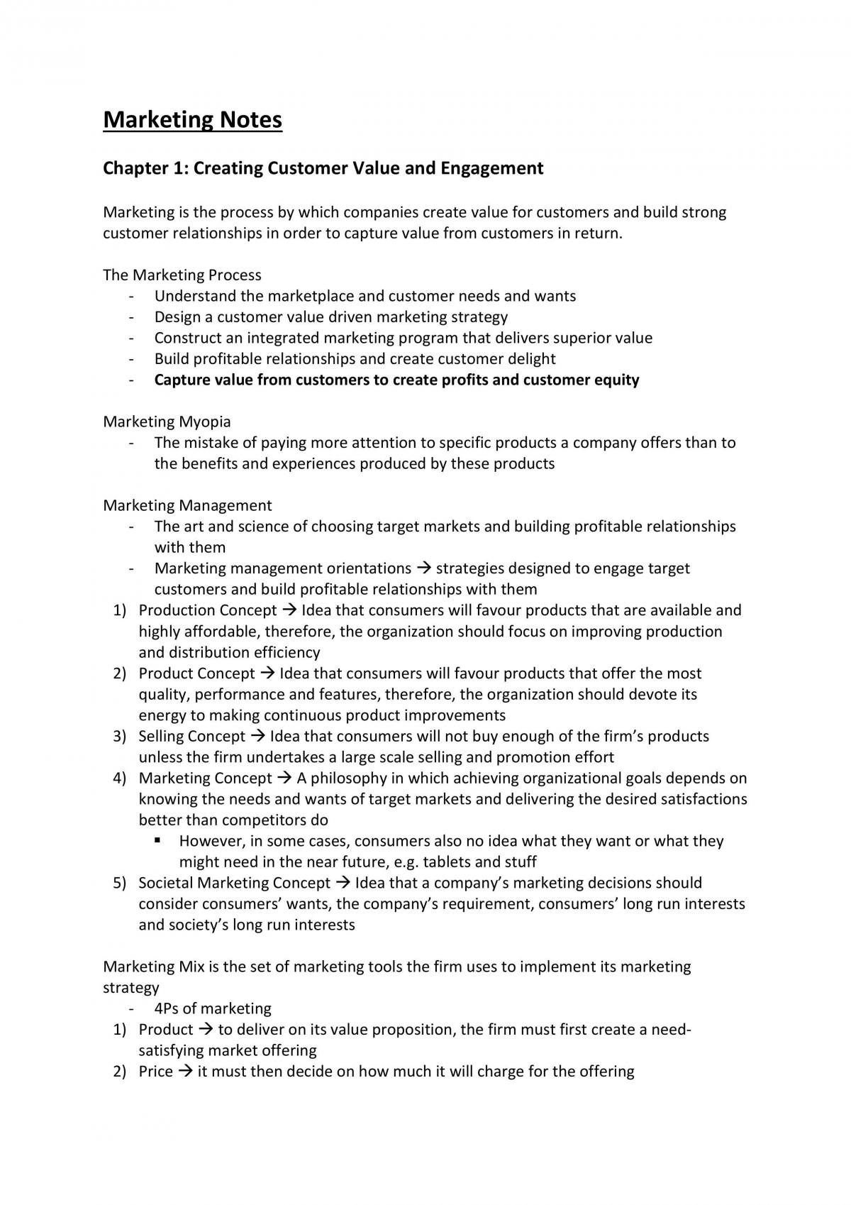 Marketing Notes | MKTG101 - Marketing - SMU | Thinkswap