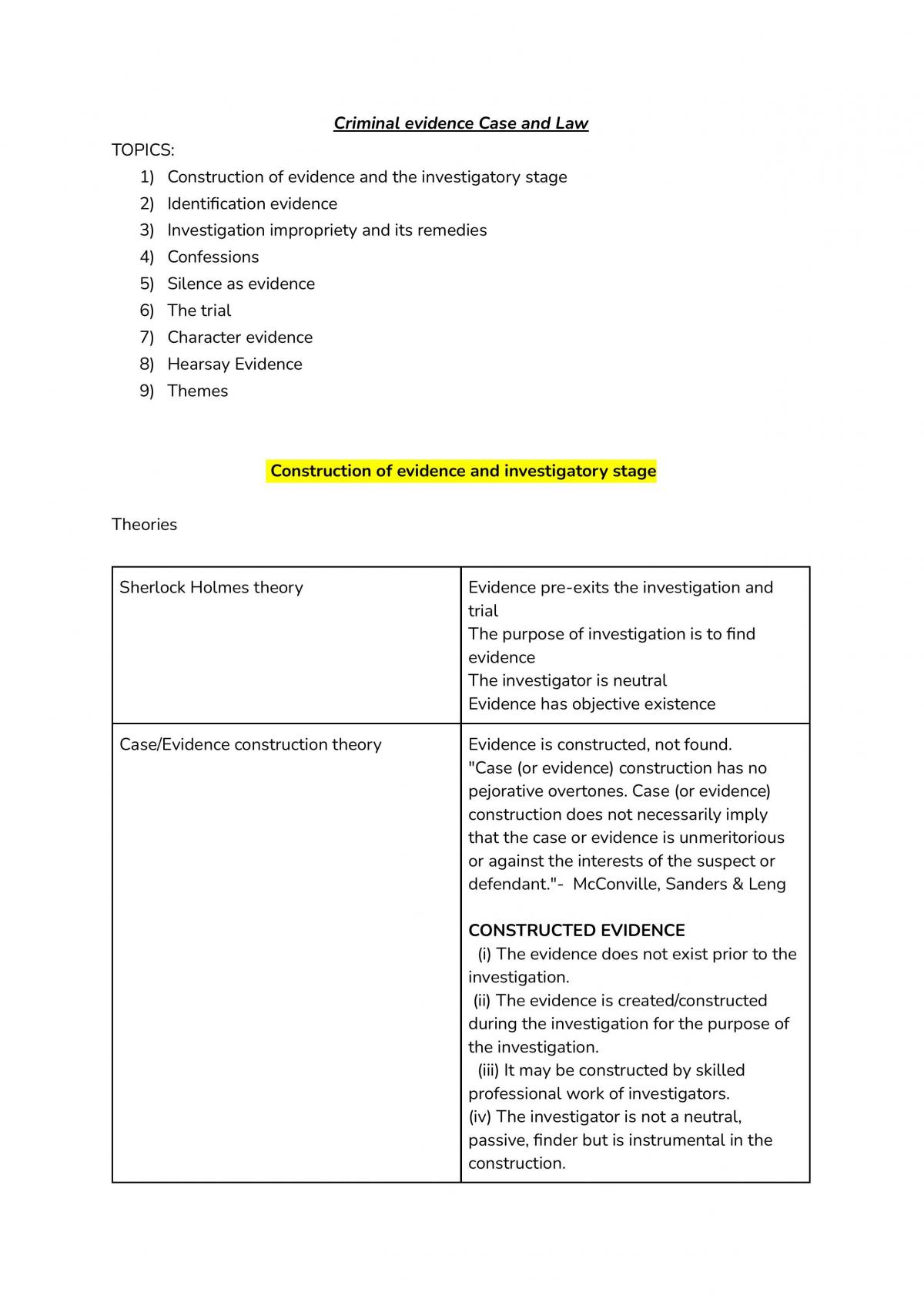 Criminal Evidence Notes | LA373 - Criminal Evidence - Warwick | Thinkswap