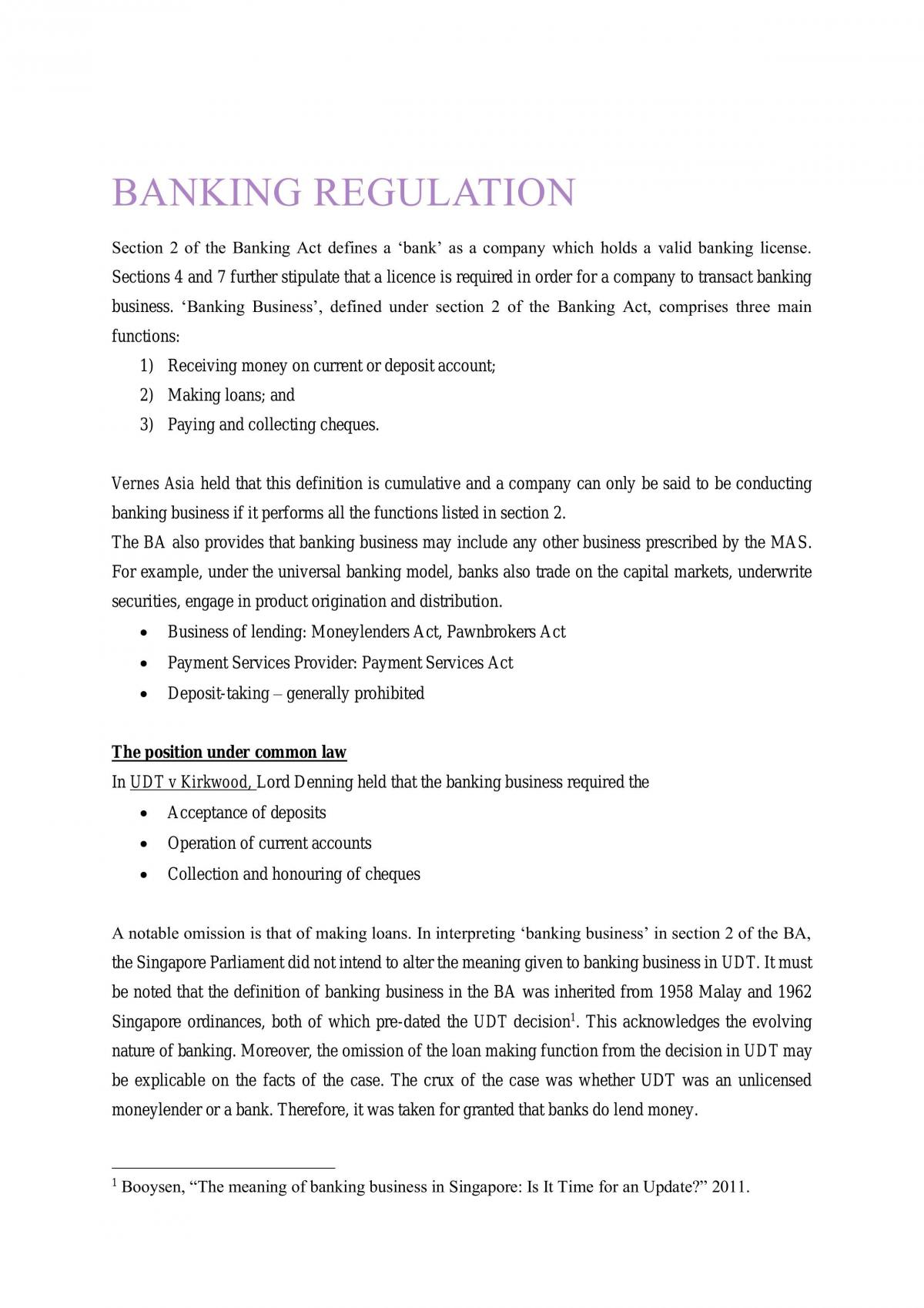 Banking Law Full Notes | LL4006V - Banking Law - NUS | Thinkswap