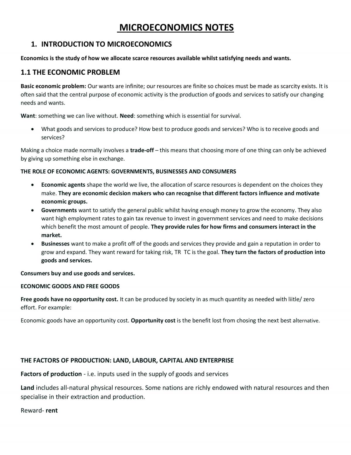 Full Set of Economics Notes | Economics - A Level A Levels OCR | Thinkswap