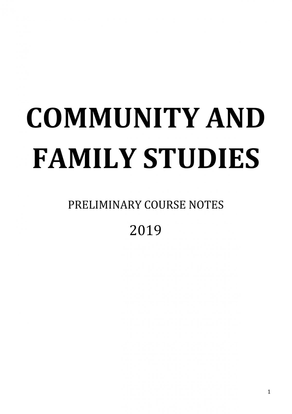 Community and Family Studies - Preliminary Course Notes | Community and ...