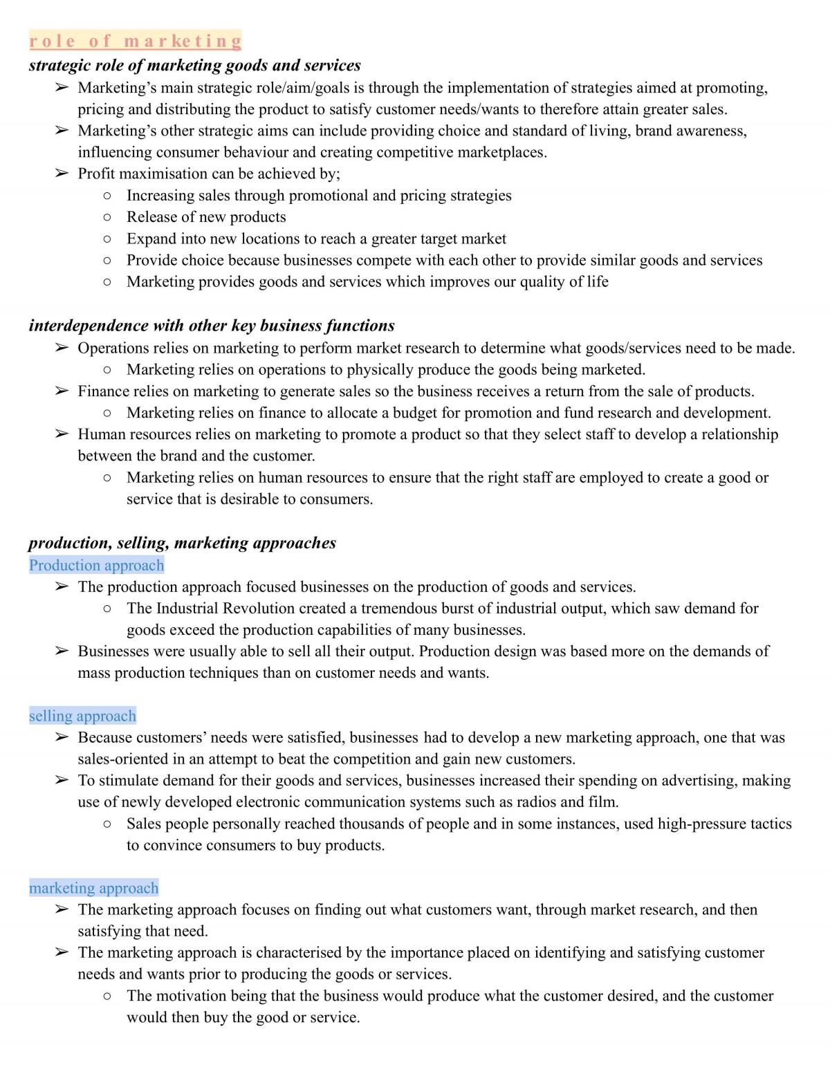 Business Studies - Topic 2: Marketing Notes | Business Studies - Year ...