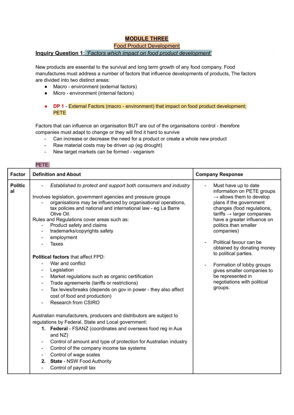 Module 3 Food Product Development Complete Notes | Food Technology ...