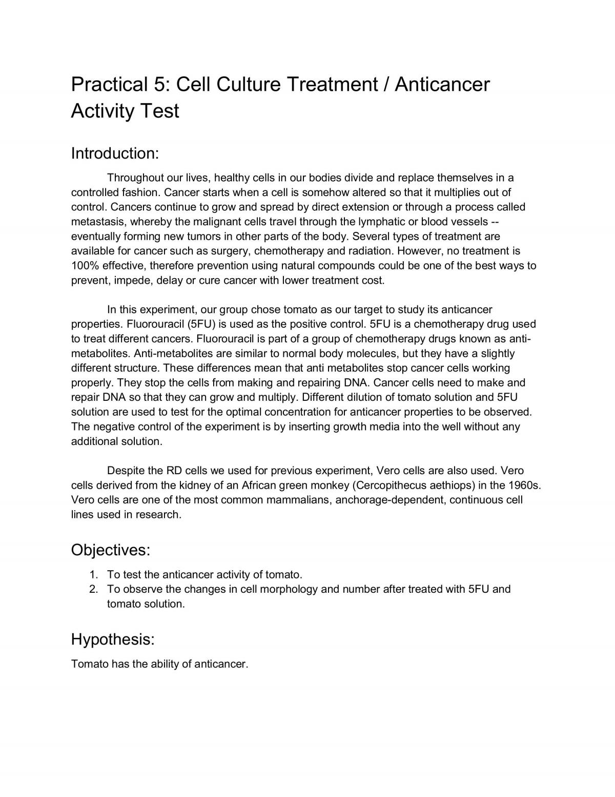 Cell Culture Treatment / Anticancer Activity Test | MIC3007 - Cancer ...