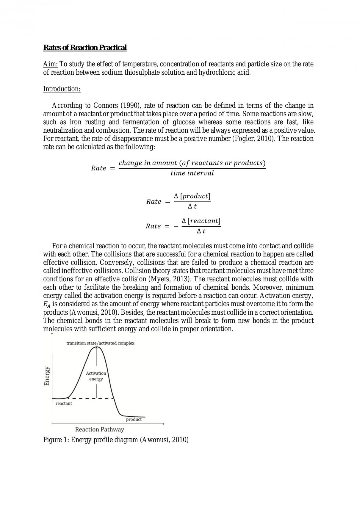 Rate of reaction report | MUF0042 - Chemistry Unit 2 - Sunway College ...
