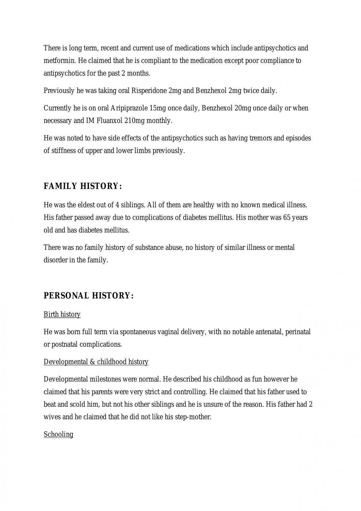 Psychiatry Case Write Up - Schizophrenia | PP477 - Clinical Clerkship ...