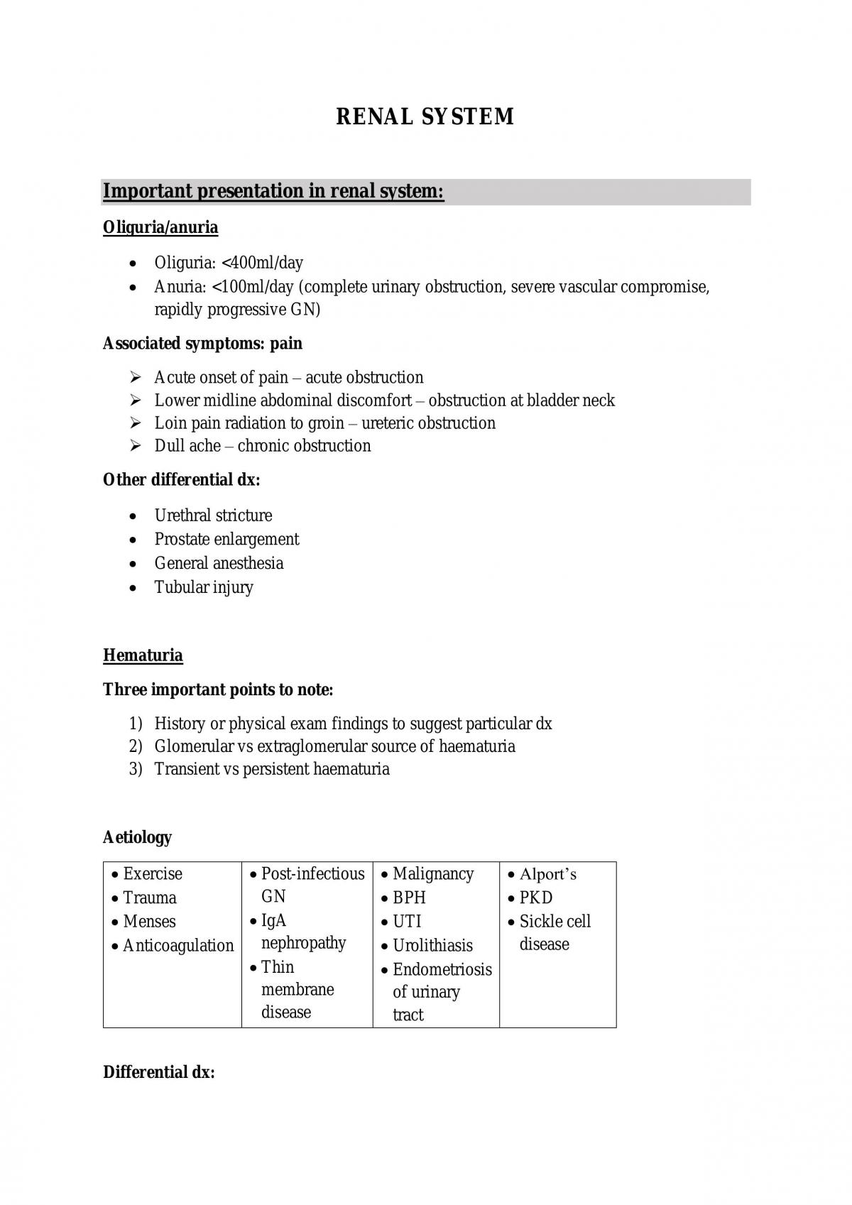 Renal Diseases Notes | MED2100 - Foundations of Medical Practice ...