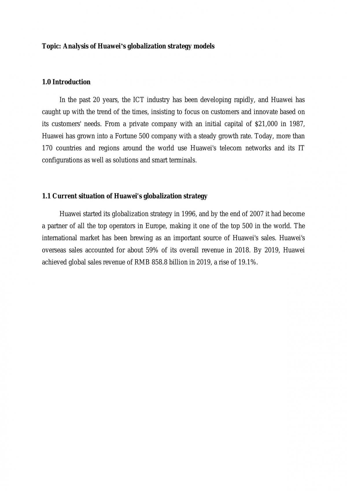 Huawei's globalization strategy models | BBA 2112 - International ...