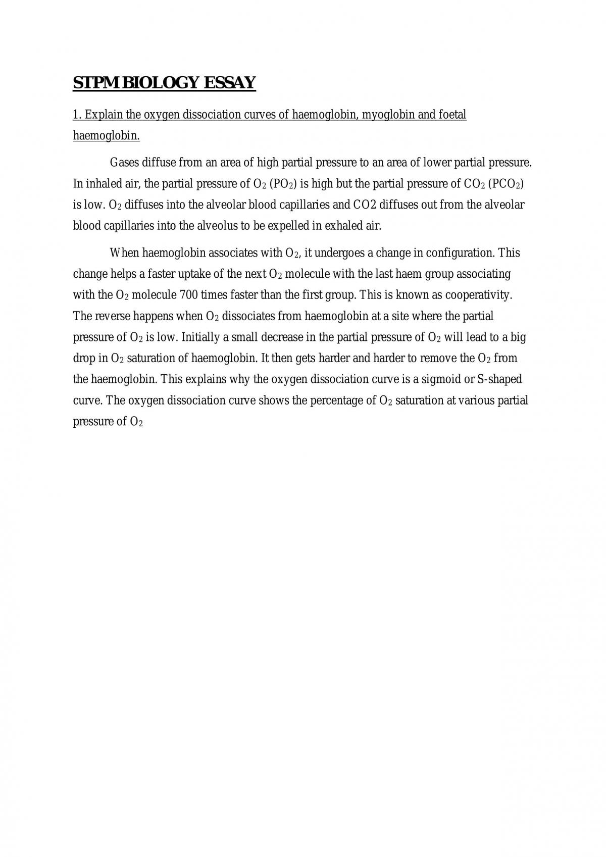 STPM Biology Essay Chapter 7 - Breathing Cycle | Biology - STPM | Thinkswap