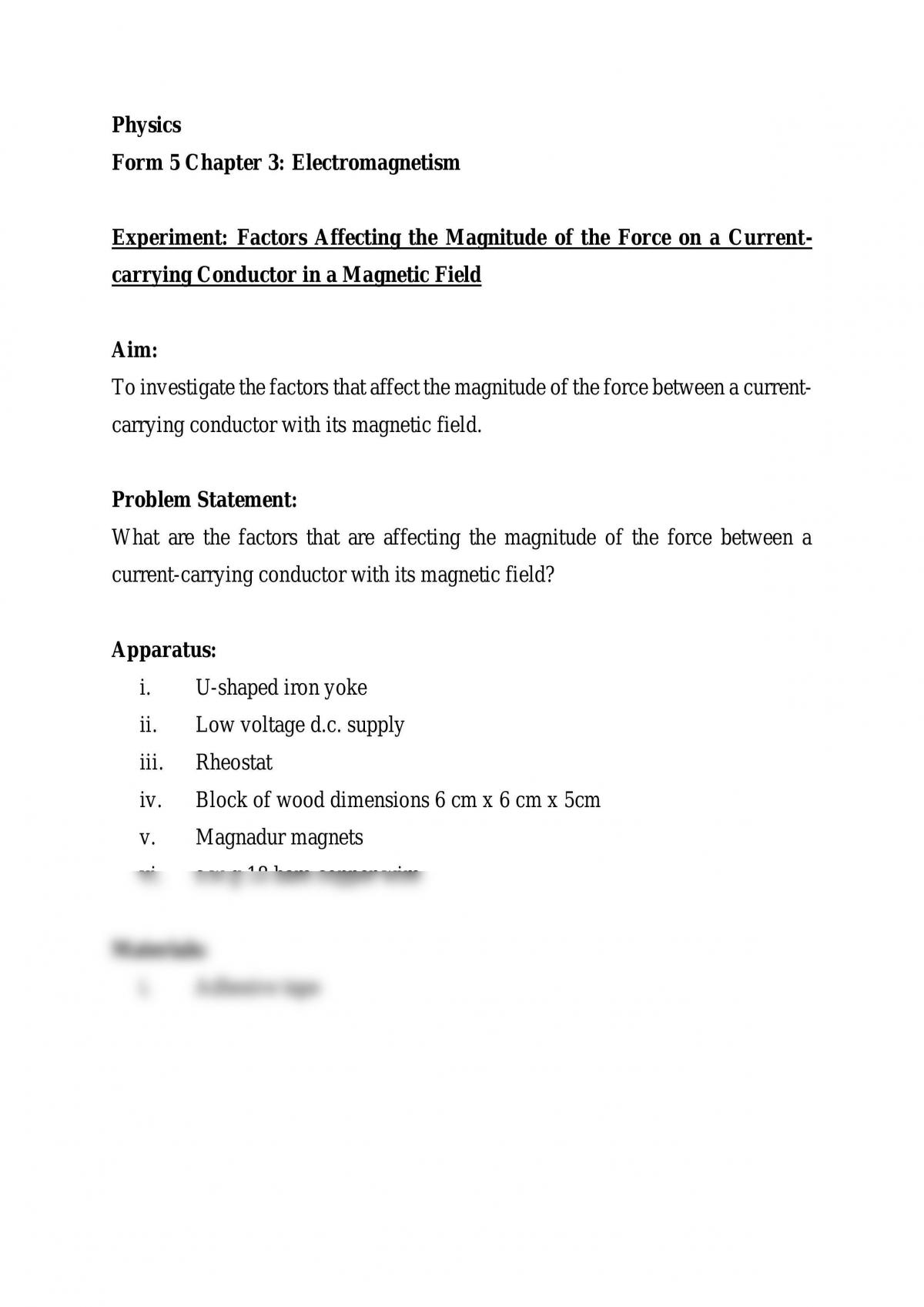 Experiment: Factors Affecting the Magnitude of the Force on a Current ...